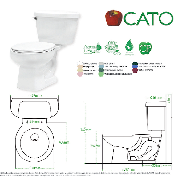 PAQUETE SANIATRIO REDONDO CATO MOD: JAZMIN - YAR Ferreteros